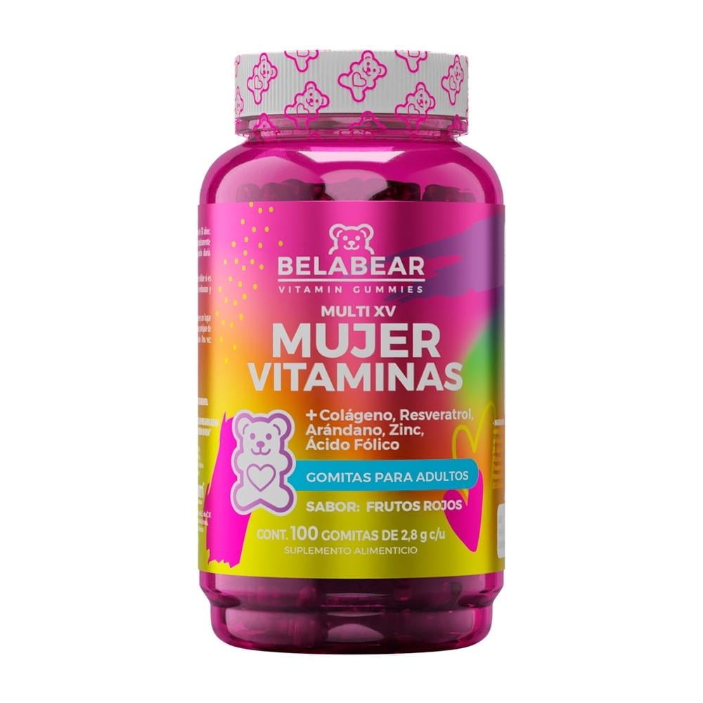 Suplemento alimenticio Belabear Multi XV Mujer Vitaminas frutos rojos 100 gomitas 2.8 g c/u ...