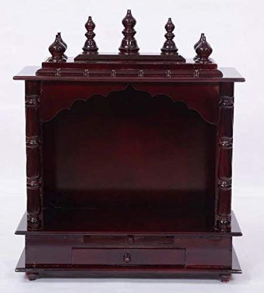 Wooden Brown Temple For Home / Designer Puja Mandir With Storage ...