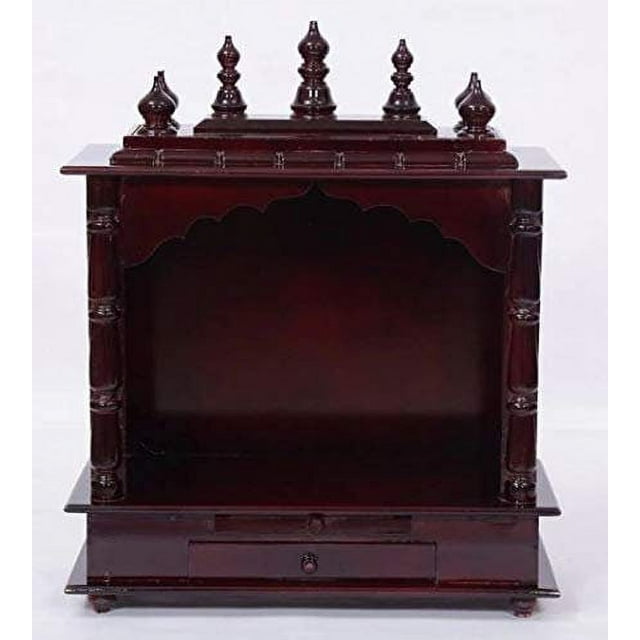 Wooden Brown Temple For Home / Designer Puja Mandir With Storage ...