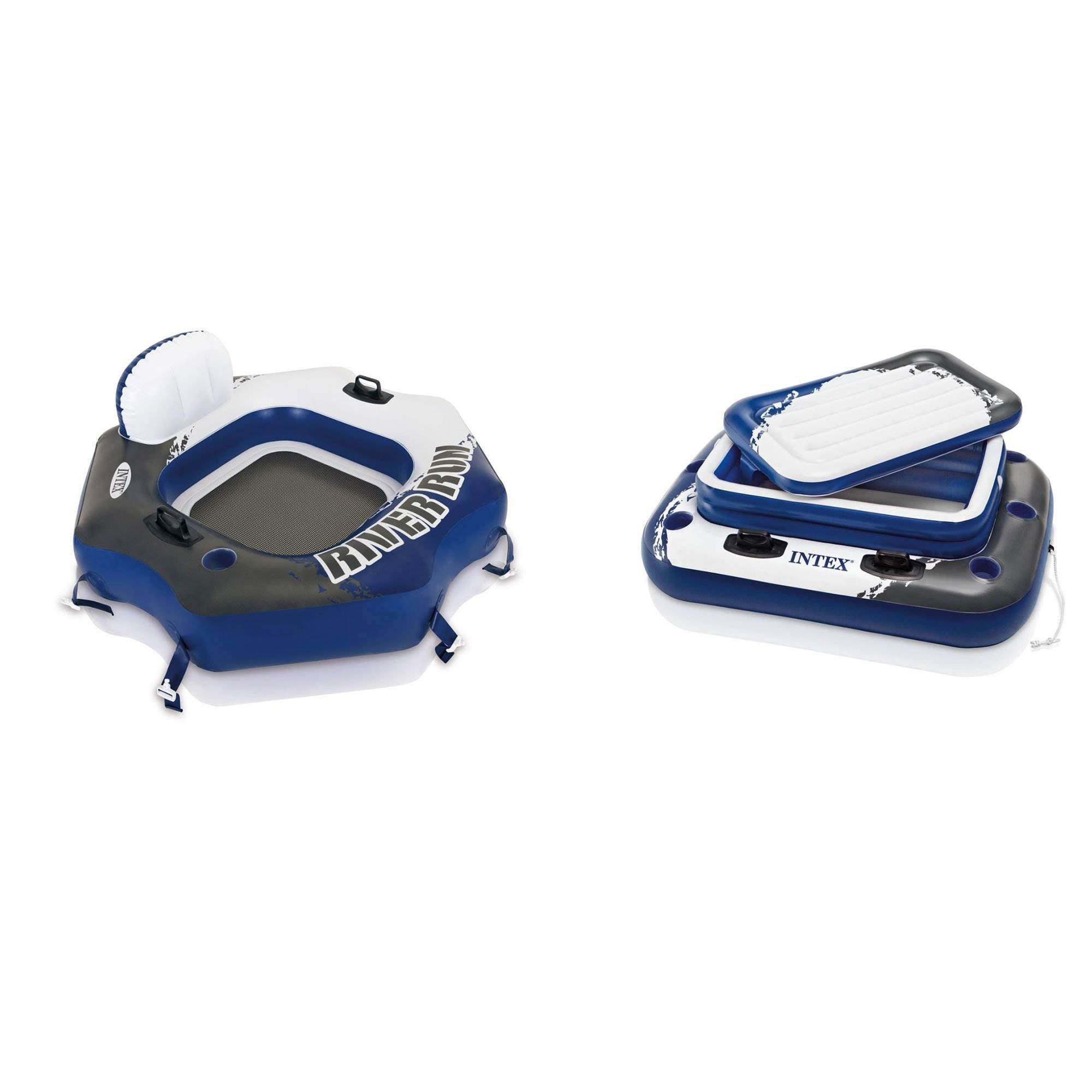 Intex River Run Connect Lounge Inflatable Floating Water Tube (6 Pack ...