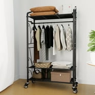 Mainstays Adjustable Rolling Garment Rack Metal Chrome, White, 84 ...