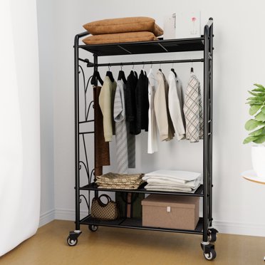 Mainstays Adjustable Rolling Garment Rack Metal Chrome, White, 84 ...