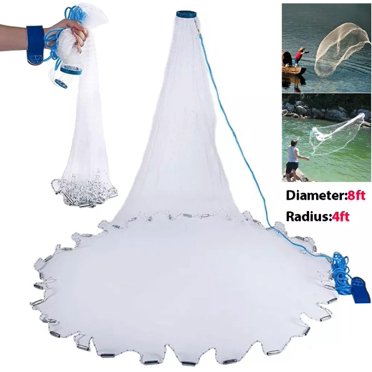 "NEWEEN Throwing Saltwater Bait Cast Net, Hand Fishing with 3/8"" Mesh ...