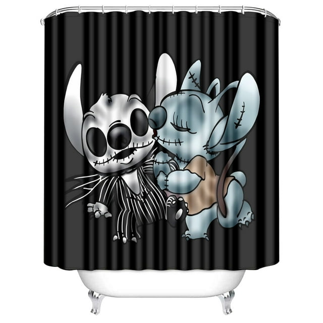 Lilo Stitch Cartoon Shower Curtain Aesthetics Cloth Fabric Bathroom