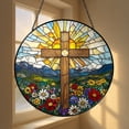 Christian Floral Cross Window Suncatcher, Decorative Glass Hanging ...