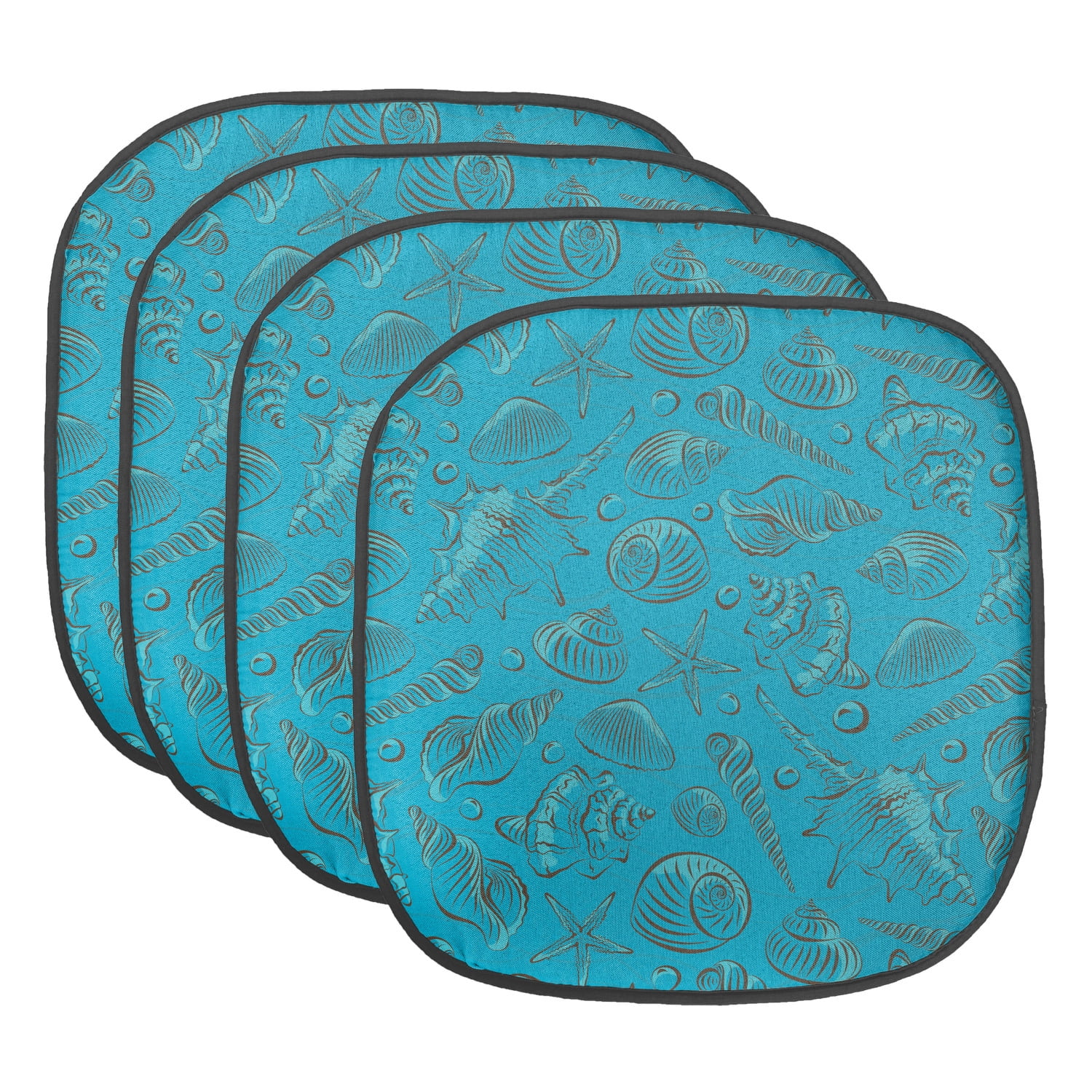 Scallop Chair Seating Cushion Set of 4, Continuous Underwater Creatures ...