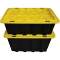17 Gallon Snap Lid Storage Bin Container Tote Box Durable Plastic Black ...