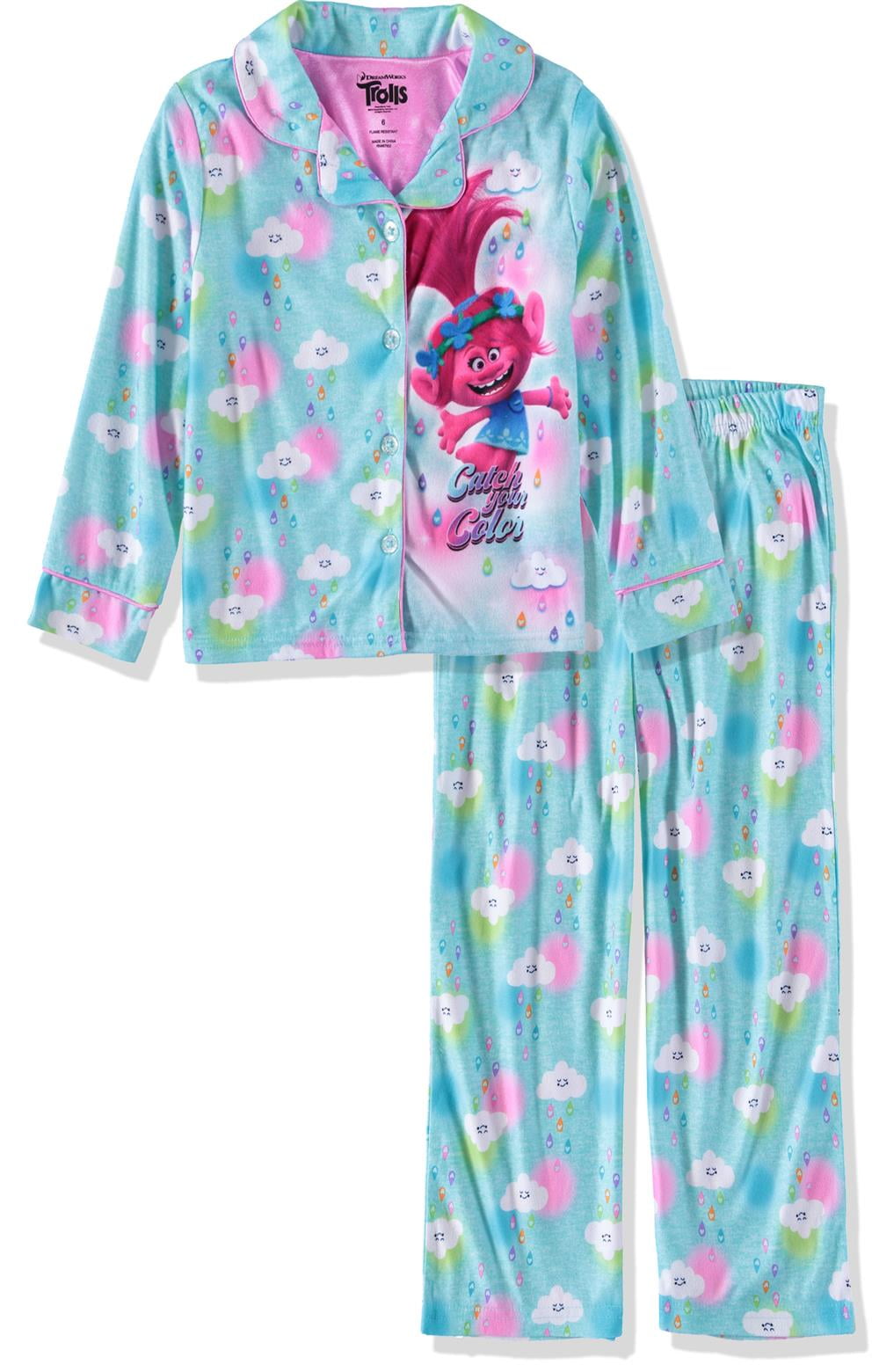 DreamWorks Girls 4-10 Trolls Coat Pajama Set (Mint 4) - Walmart.com