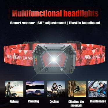 Headlamp LED Headlight,6 LED Adjustable Angle & Headband Strap Super ...