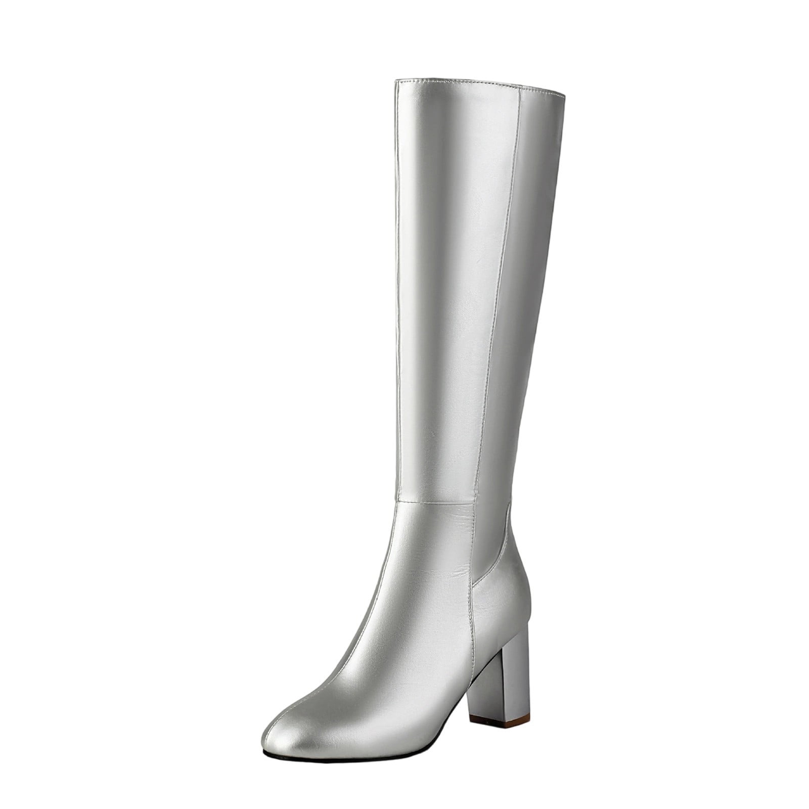 Click here for Hzomhy Silver Womens Knee High Boots Side Zipper M... prices