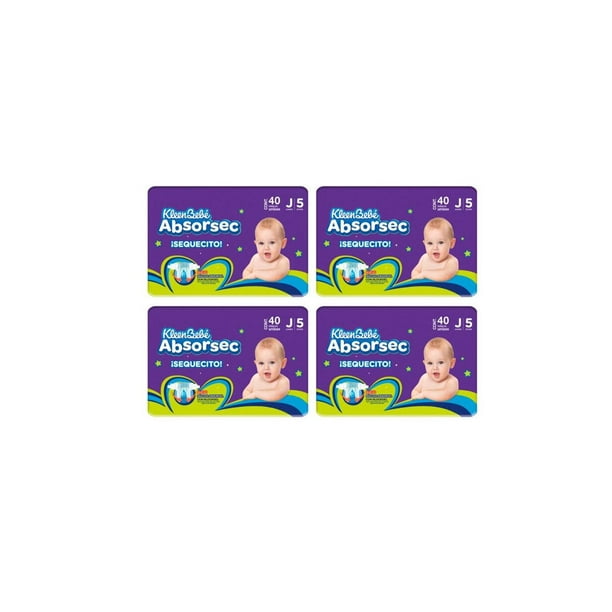 Pack de 4 Pañal Absorsec Jumbo 40 Pz +6 Pañales GRATIS Kleen Bebé Jumbo ...
