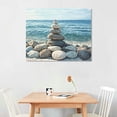 Acheng Spa Zen Elements Canvas Wall Art, Rocky Beach Stacked Pebbles ...