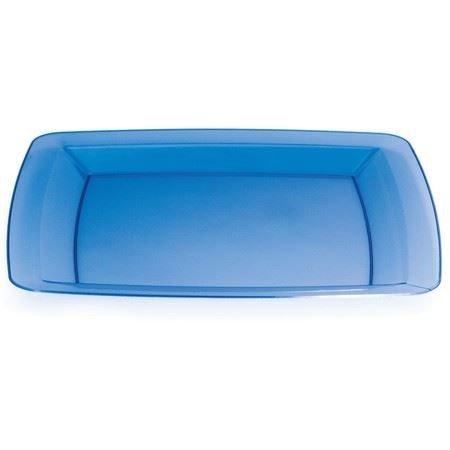 Translucent Blue Square Plastic Banquet Plates 8 Count for 8 Guests ...