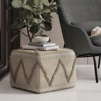 Simpli Home Sweeney Boho Square Pouf in Brown Handloom Woven Pattern - Walmart.com