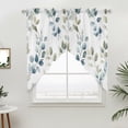 Blue Leaves Swag Curtain Valance for Window 2 Panels Farmhouse Plant ...