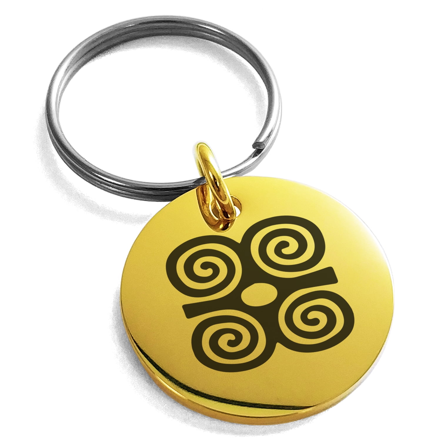 Stainless Steel Aztec Strength Rune Engraved Small Medallion Circle ...