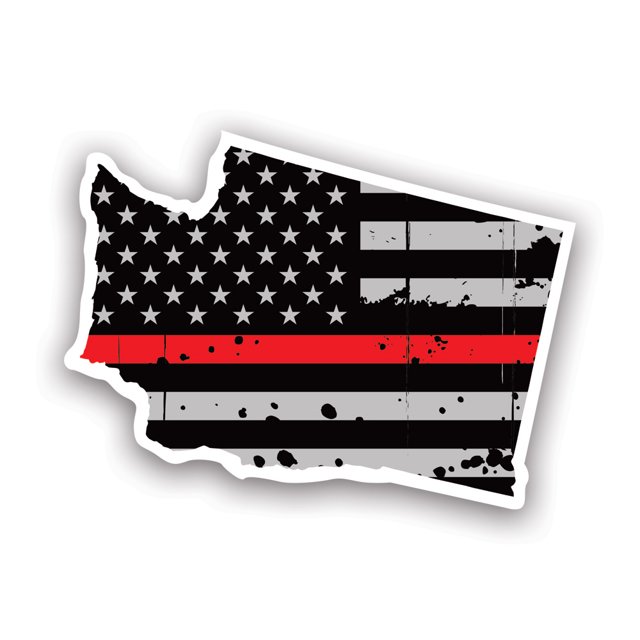 Distressed Thin Red Line Washington State Shaped Subdued US Flag ...