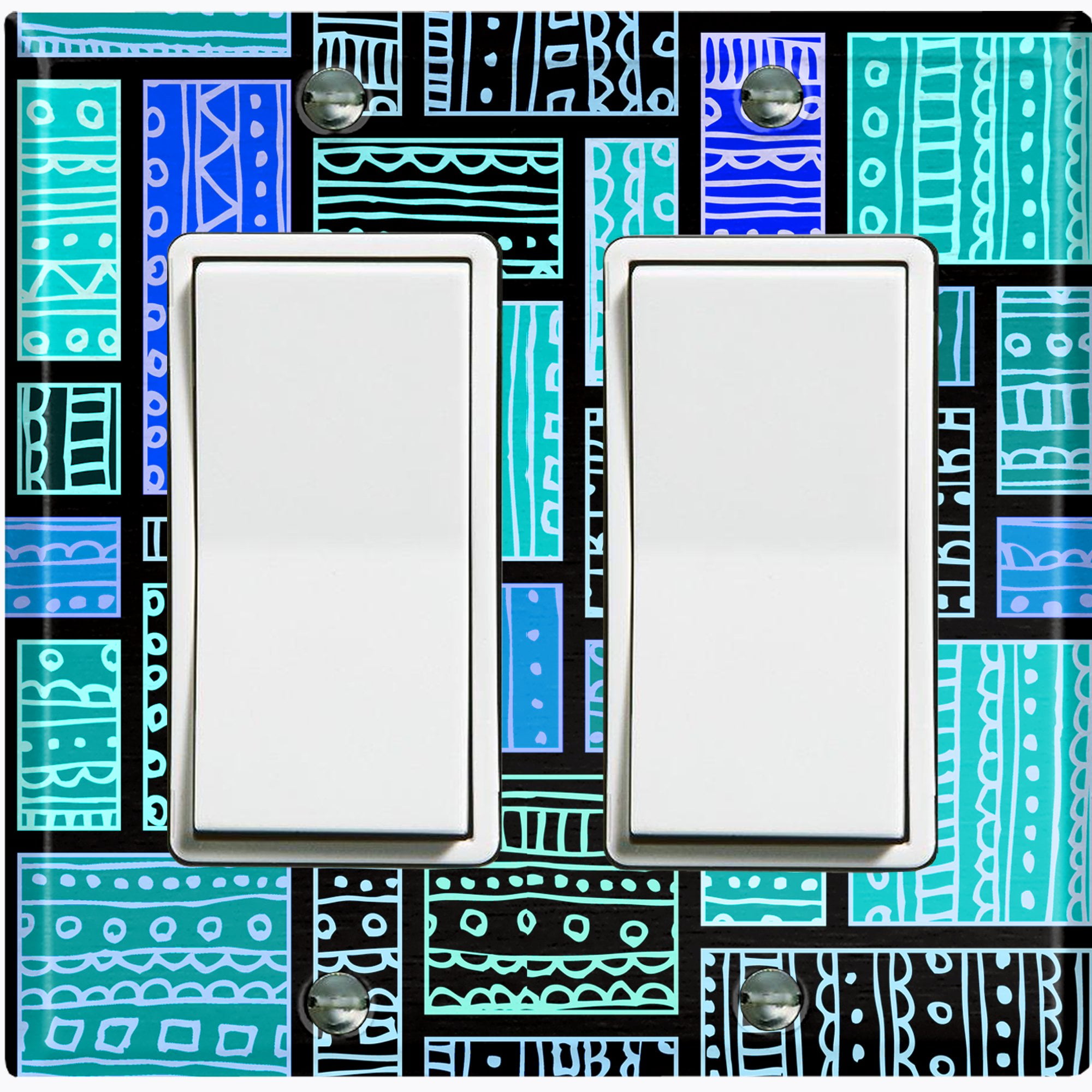 Metal Light Switch Plate Cover Safari African Tribal Art Pattern Teal ...