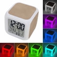 Alarm Clocks Beige Organic Texture Digital Clock 7 Color LED Night ...