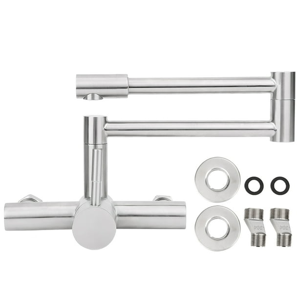 G1/2 Thread Folding 304 Stainless Steel Wall‑Mounted Sink Faucet Hot ...