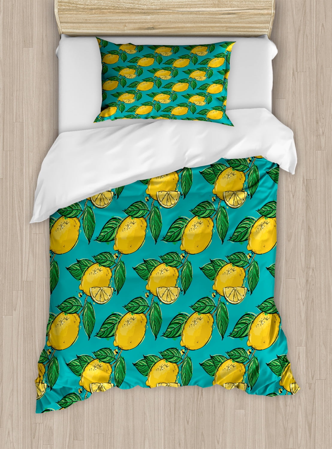 Vegan Duvet Cover Set Twin Size, Hand Drawn Abstract Pattern with ...