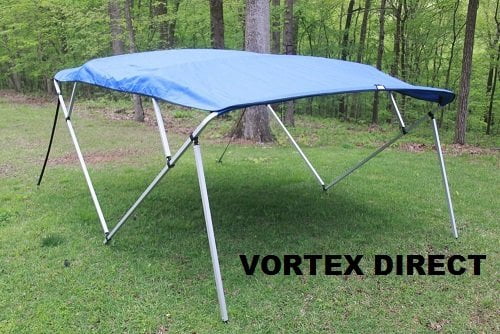 ROYAL BLUE SQUARE TUBE FRAME VORTEX 4 BOW PONTOON/DECK BOAT BIMINI TOP ...