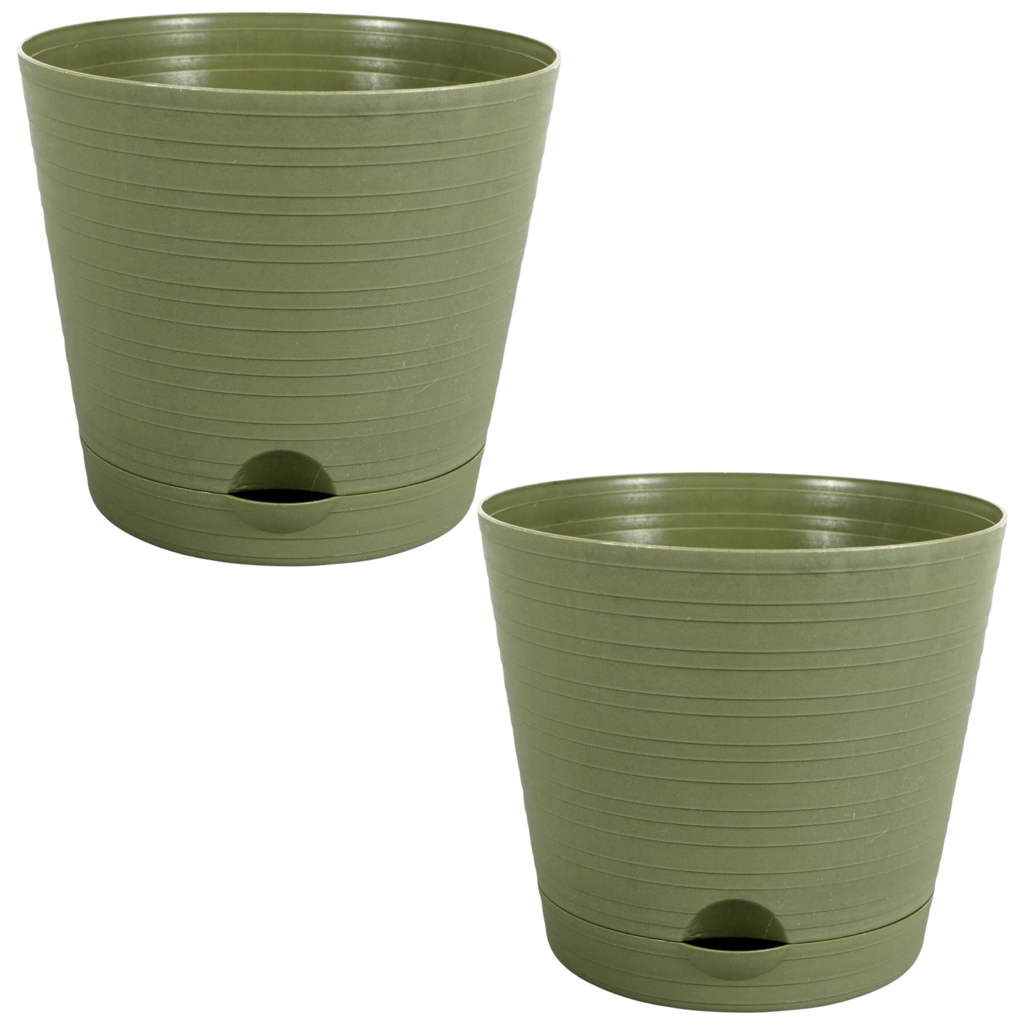 A1 Unlimited Round Plastic Planters with Spouted Saucers, Self-Watering ...