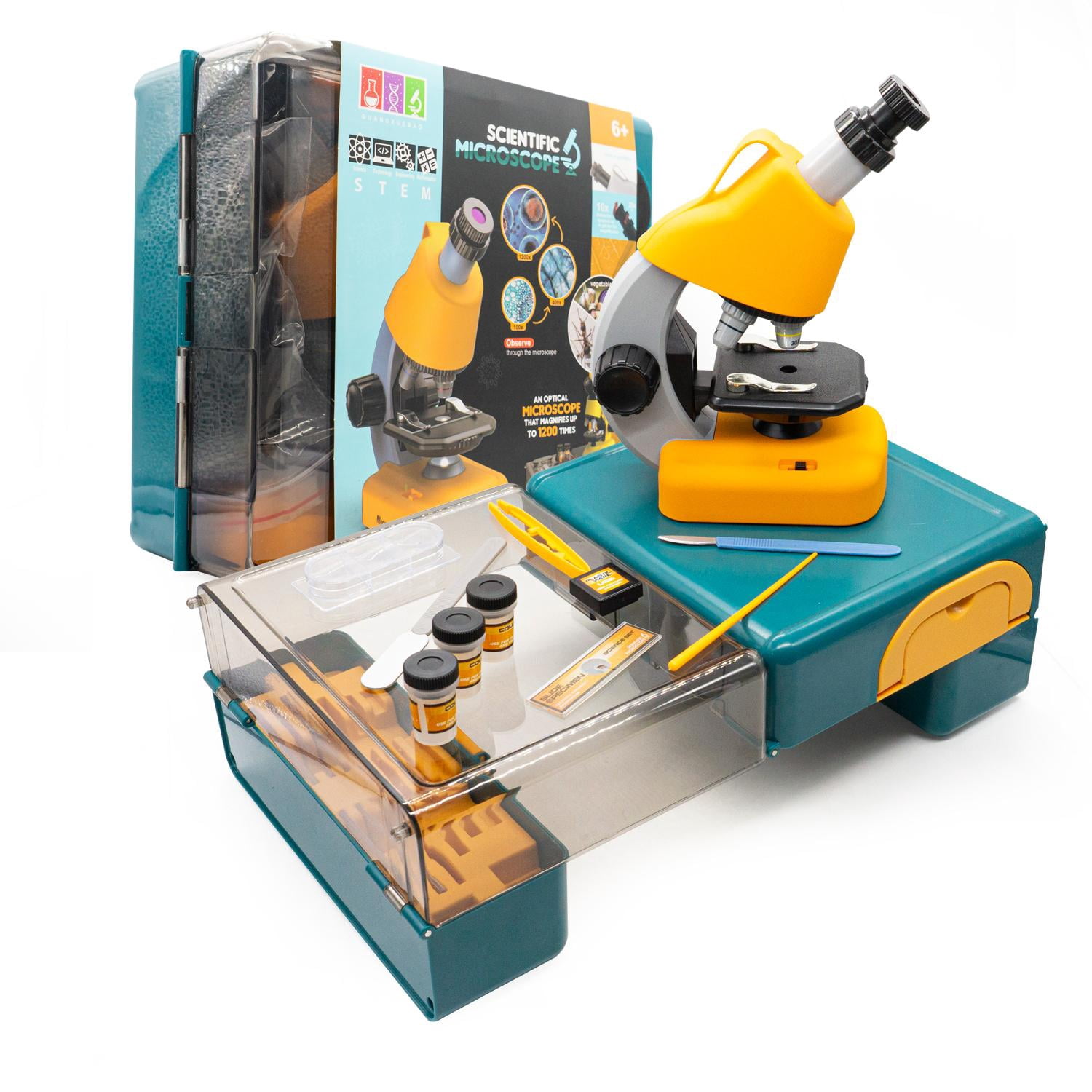 Kit de Microscopio Científico para niños Zoom 1200X FABRICA DEL JUEGO ...