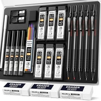 Nicpro 5 Pcs Mechanical Pencils Set, 0.5, 0.7, 0.9mm & 2mm Lead Holder with Refills, Erasers ...