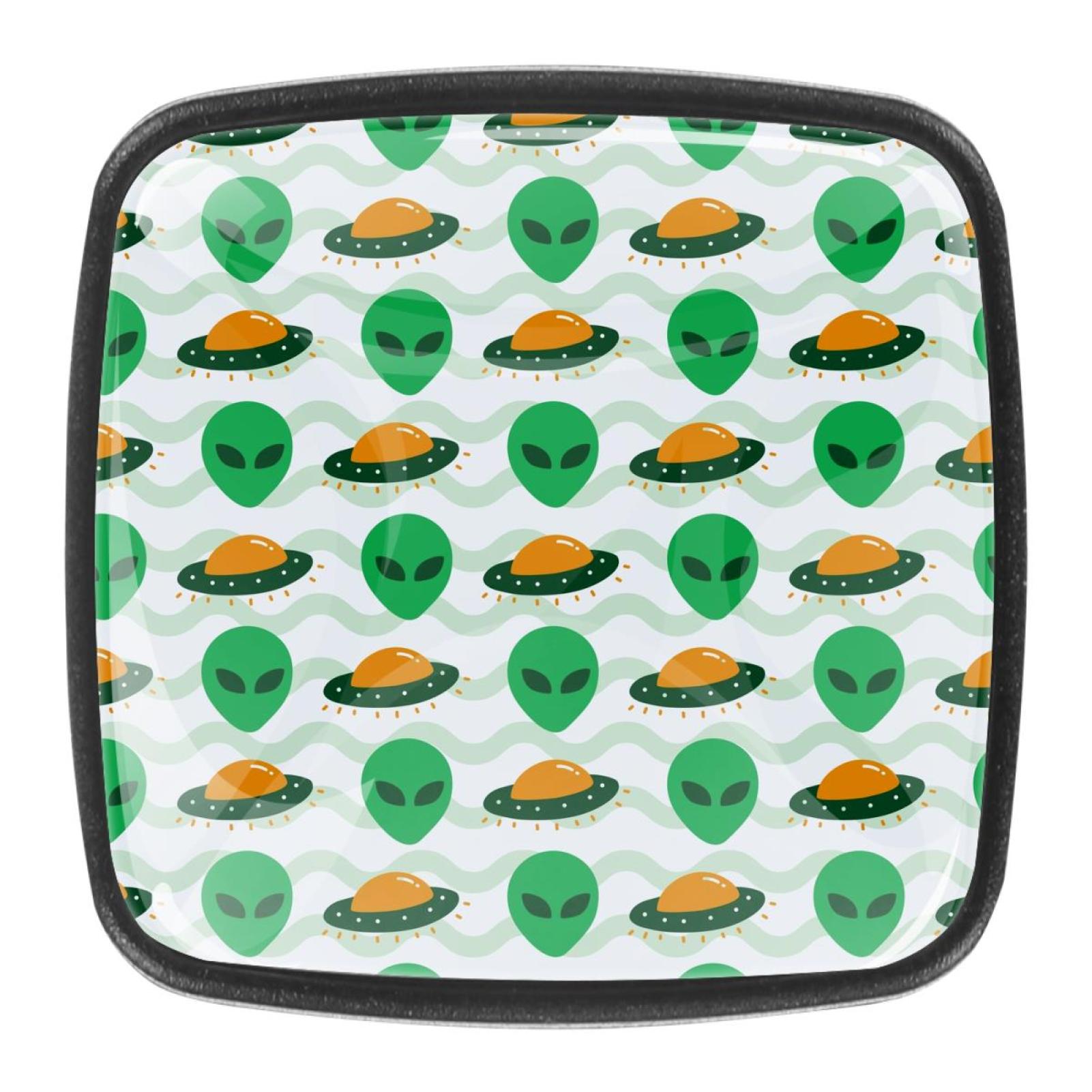 4 Pcs Square Cabinet Handle Cupboard Knob Drawer Pulls Handle Alien ...