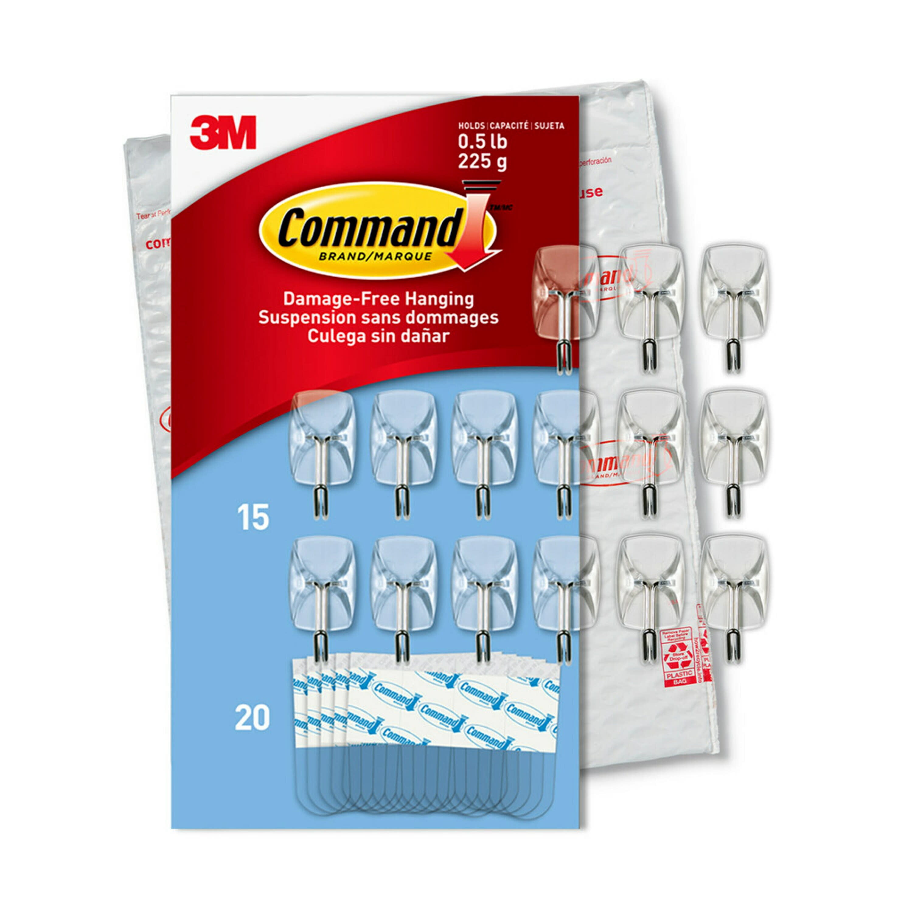 Command Small Wire Toggle Hooks, Clear, Damage Free Decorating, 15 ...