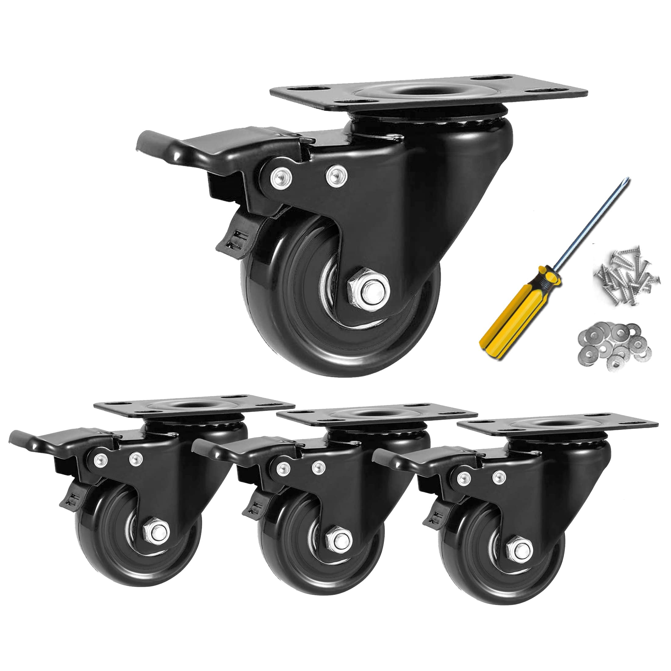 Swivel Caster Wheels 600lbs,2 Inch Casters Set of 4, Heavy Duty Casters ...