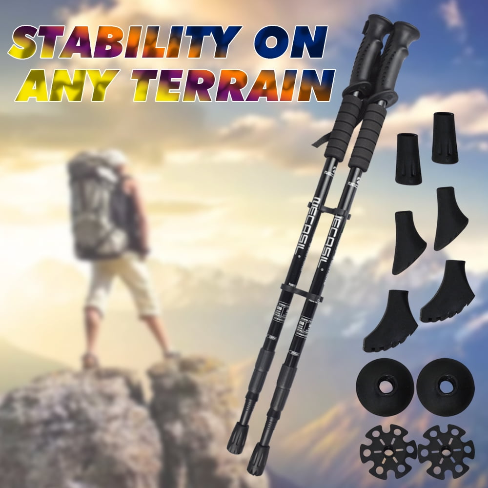 Lightweight Trekking Poles，Three Sections Foldable Hiking Poles For ...