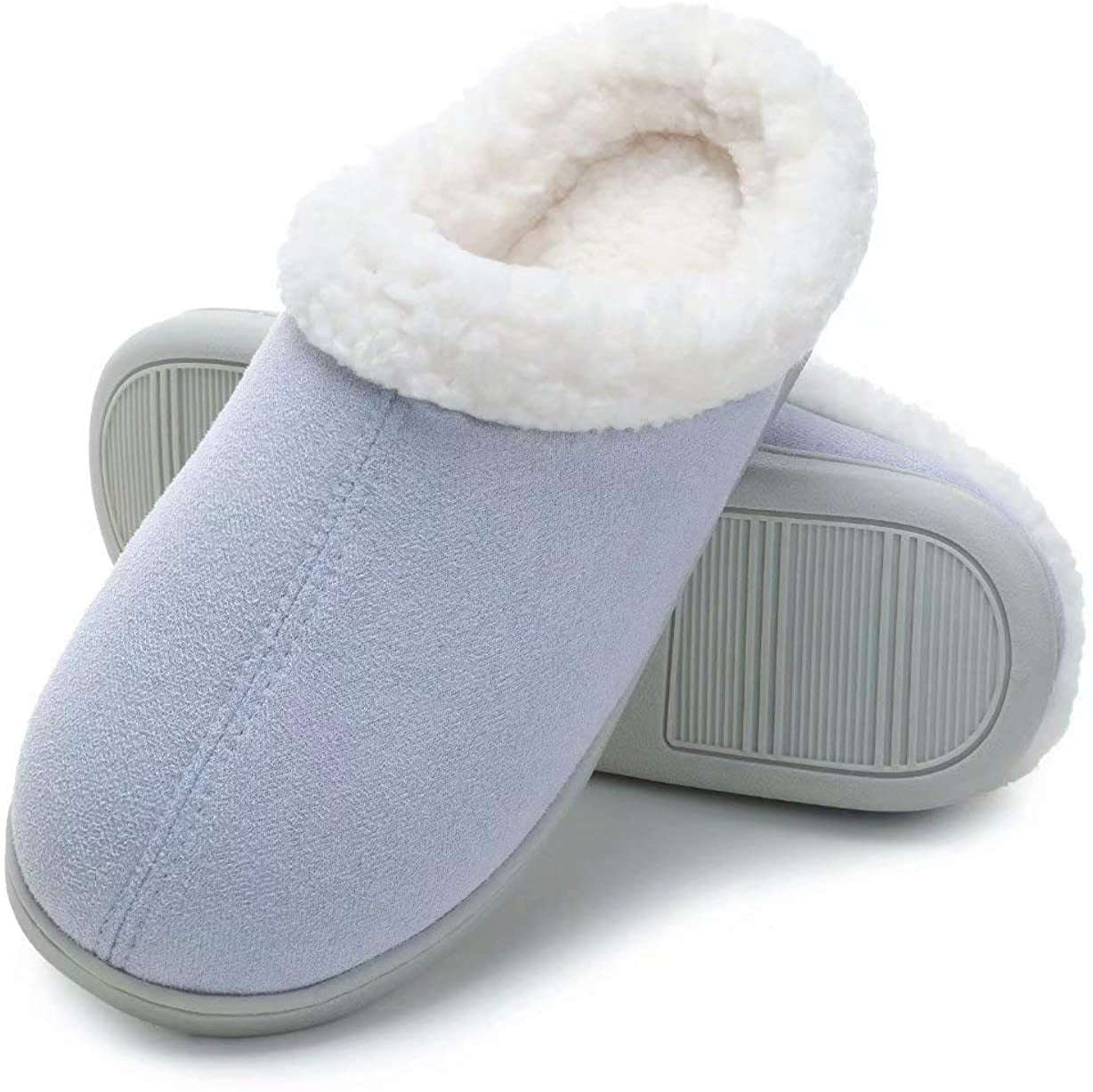 Women's Comfy Suede Slippers Memory Foam Cozy House Slippers with Fuzzy ...