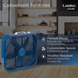 Lasko Cool Colors 20" 3-Speed Energy Efficient Box Fan, Blue, B20308 ...
