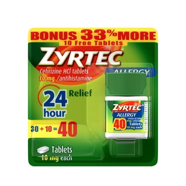 Zyrtec 24 Hour Allergy Relief Tablets with 10 mg Cetirizine HCl, 90 ct ...