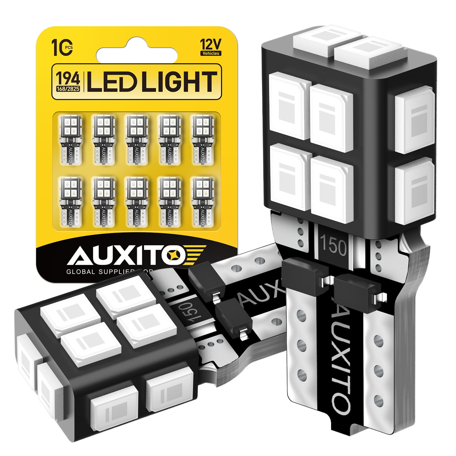 AUXITO 194 LED Light Bulb Blue 168 2825 W5W T10 Wedge 14-SMD LED ...