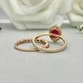 2.30Ct Oval Cut Simulated Red Ruby Bridal Set Wedding Ring 14K Rose ...