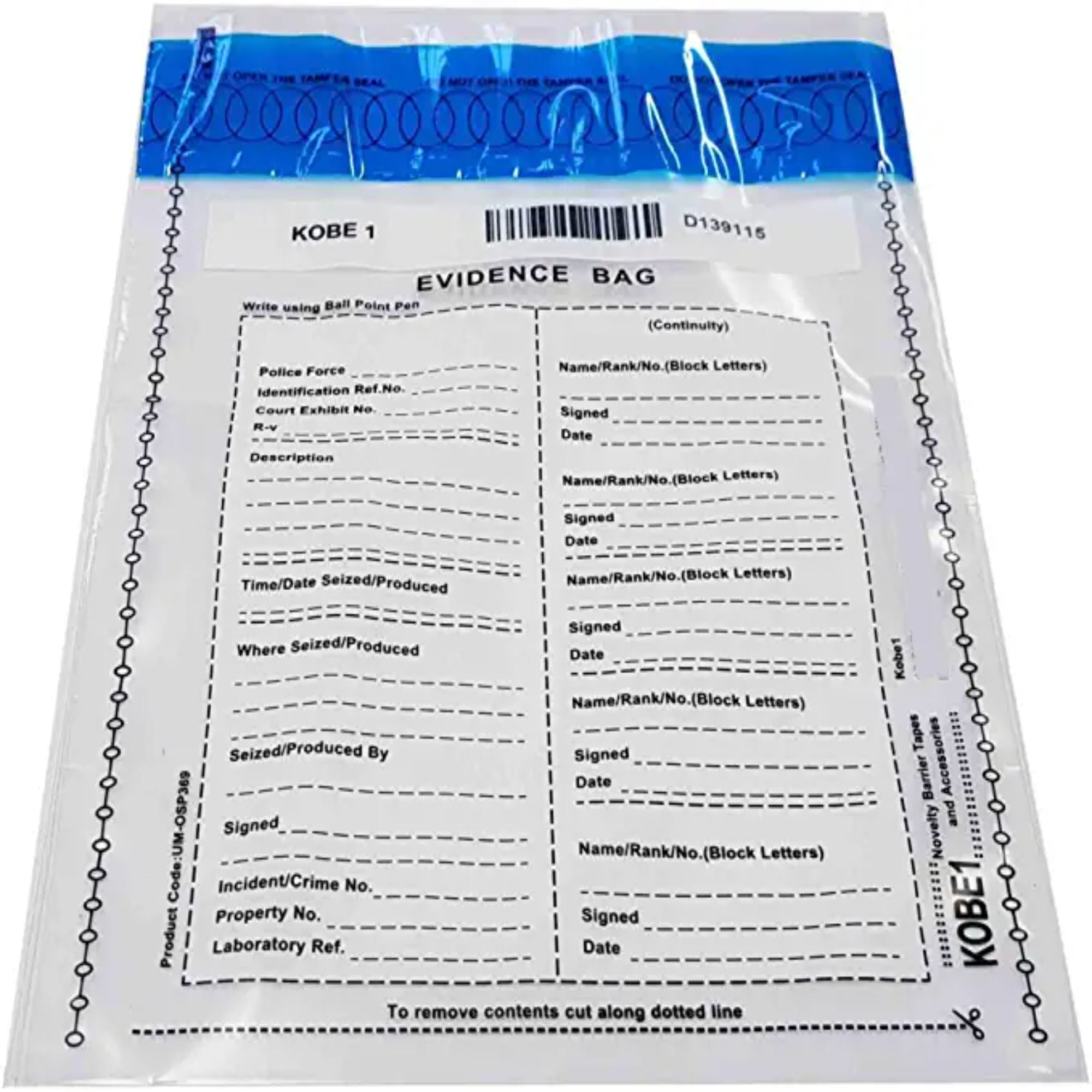 Kobe1 Evidence Collection Bags (x8), Photo Evidence Markers Frames ...