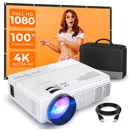 Mr. Sparkle Mini Projector with 100" Projector Screen, Supports 1080P ...
