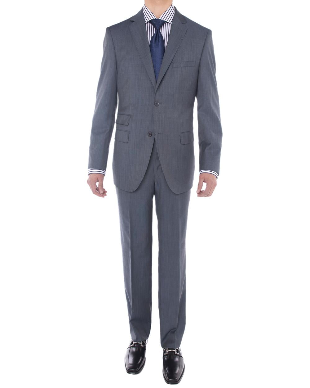 LN LUCIANO NATAZZI Men's Two Button Suit Side Vent Jacket Super 160'S ...