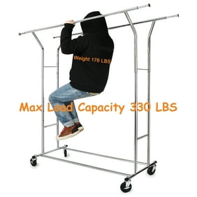 Zimtown Adjustable Rolling Clothes Rack Single-Bar Rail Hanging Garment ...