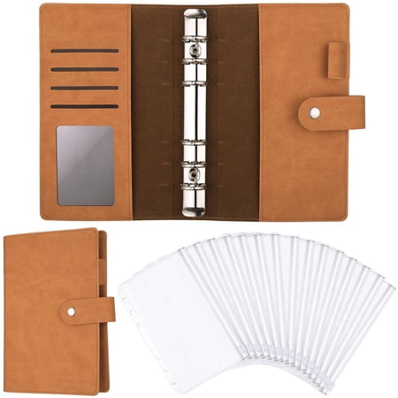 15 Pieces A6 Size Binder Pockets and 1 Piece A6 PU Leather Refillable ...