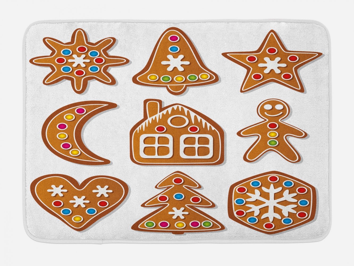 Gingerbread Man Bath Mat, Set of Graphic Gingerbread Sugar Biscuits ...