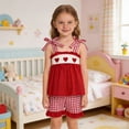 Bjutir Kids Girls Outfit Set Heart Print Sleeveless Square Neck Shirt ...