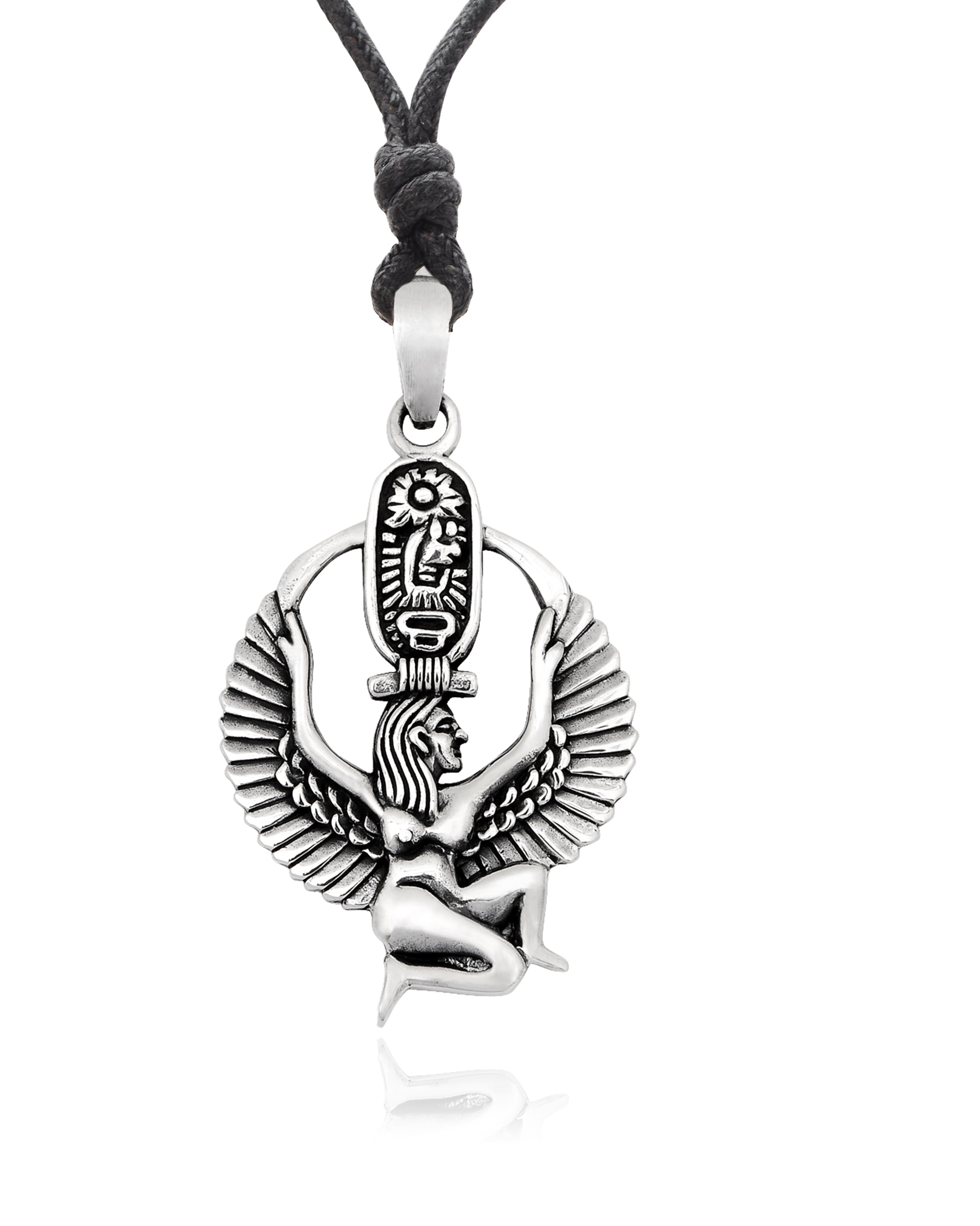 Isis with Hieroglyphics 92.5 Sterling Silver Charm Necklace Pendant ...