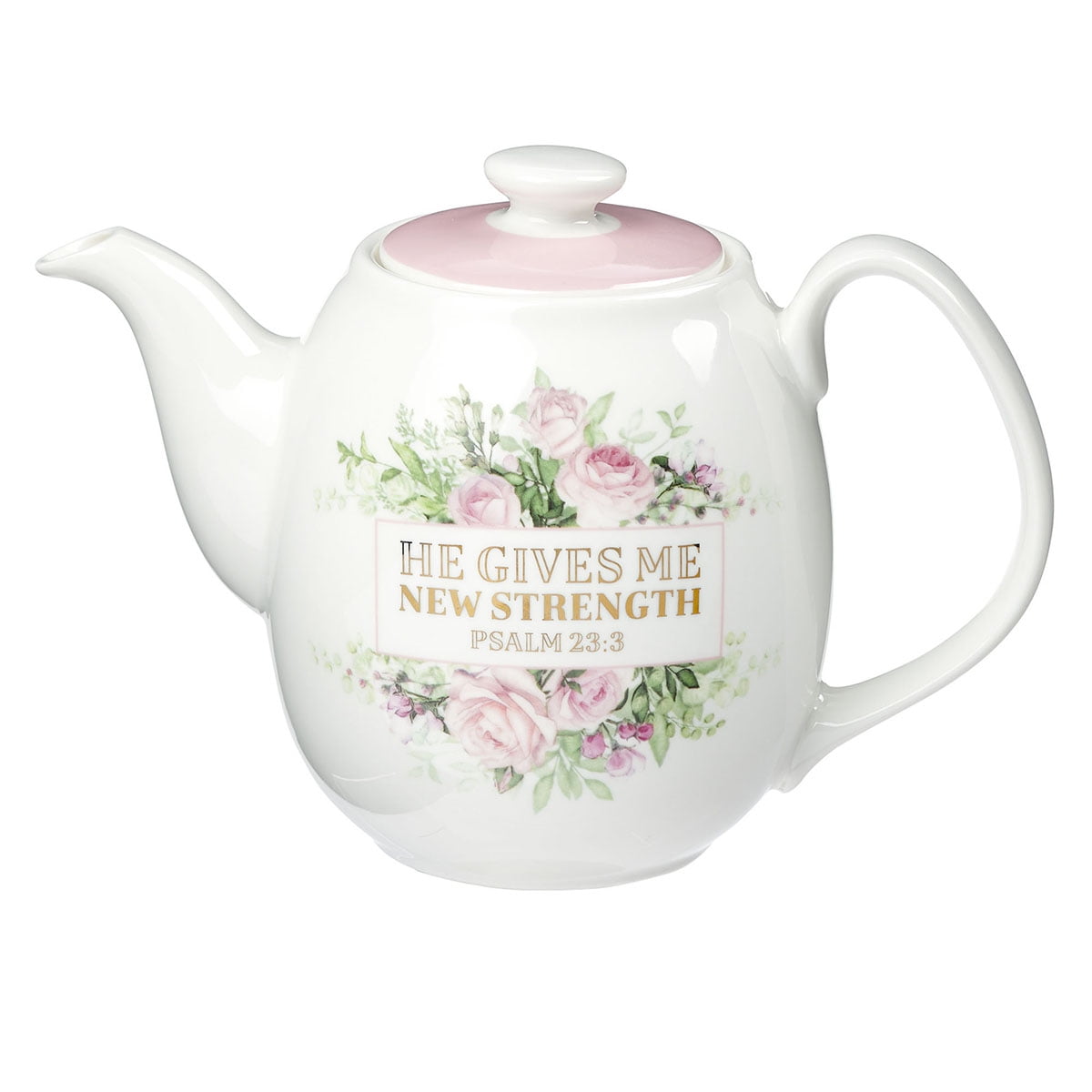 Christian Art Gifts Women's White Ceramic Teapot for One: He Gives Me ...