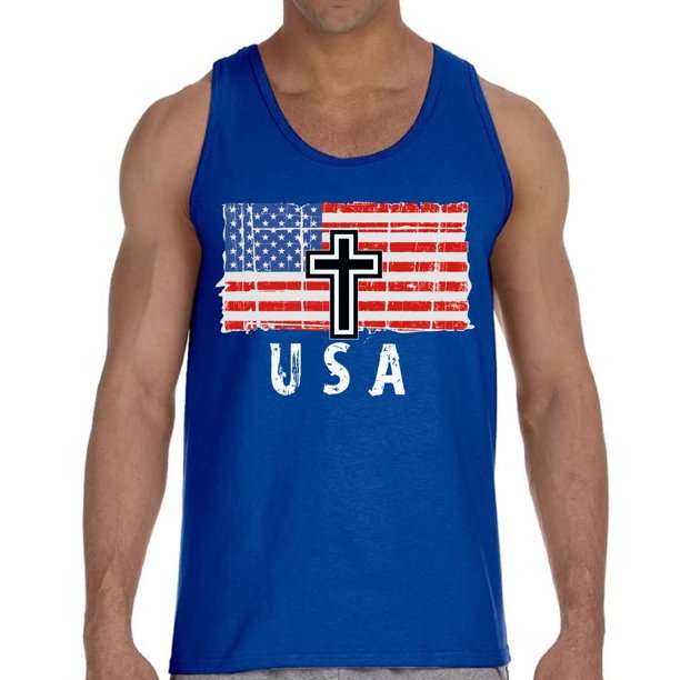 Happy Independence Day Tank Top for Men - 4th of July Cross USA Graphic ...