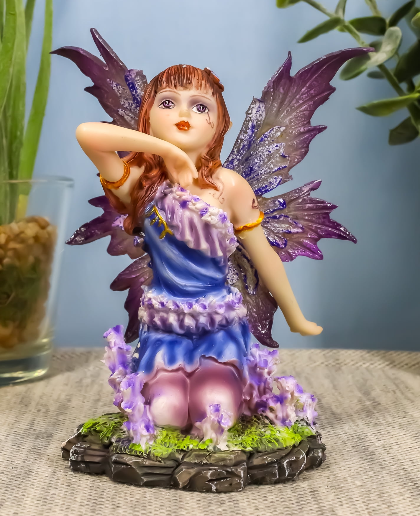 Ebros Kneeling Purple Lavender Girl Fairy Garden Statue 4.25"Tall ...