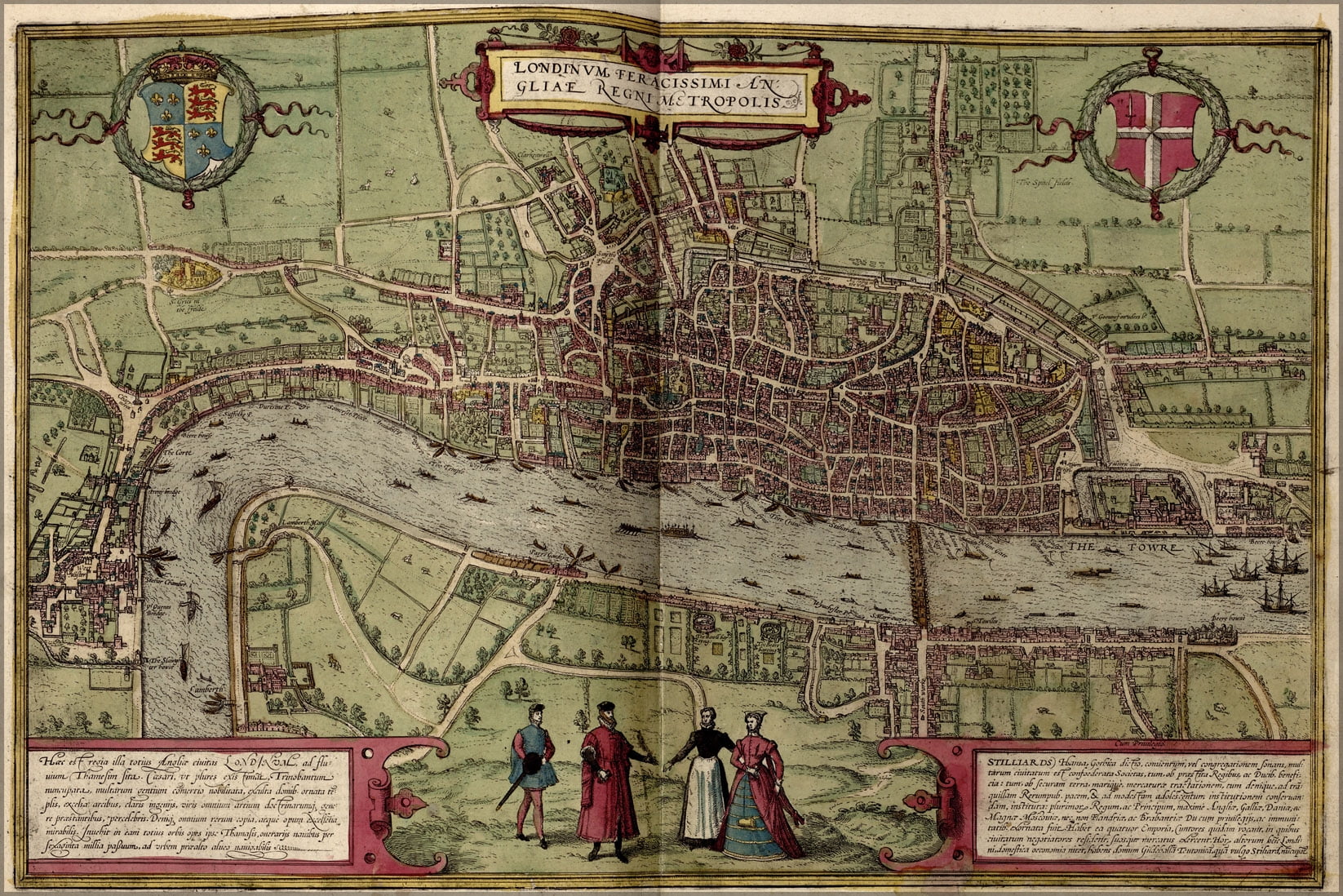 24"x36" Gallery Poster, map of london england 1612 - Walmart.com